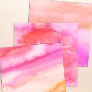 Watercolor Ombre Digital Paper: Pink Orange Abstract Textures (10 JPEG ...