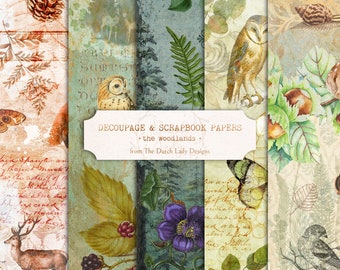 Woodland Animals Digital Paper Set Seamless Scrapbook Paper - Etsy