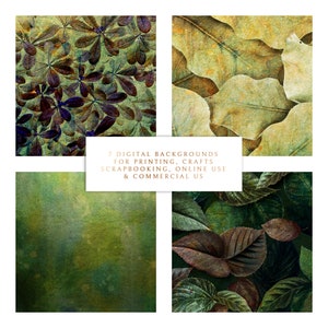 Digital Scrapbook Paper Set - Printable Backgrounds - Leaves - Nature ...