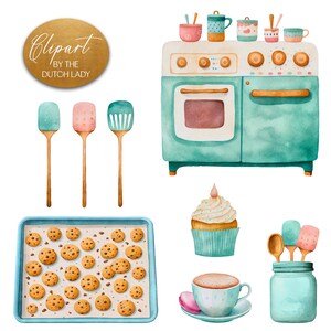 Cute Bakery Clipart - Watercolor Kids Illustrations - Storybook Baker ...