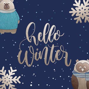 Winter Forest Friends Clipart Set - Forest Animals, Pine Trees ...