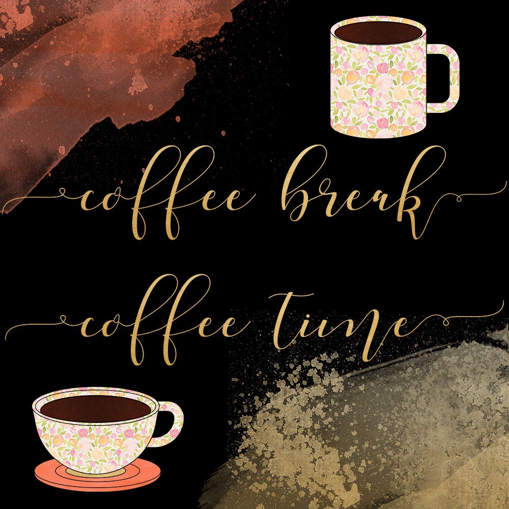 Coffee Cup Clipart Set Coffee Time Graphics Includes | Etsy