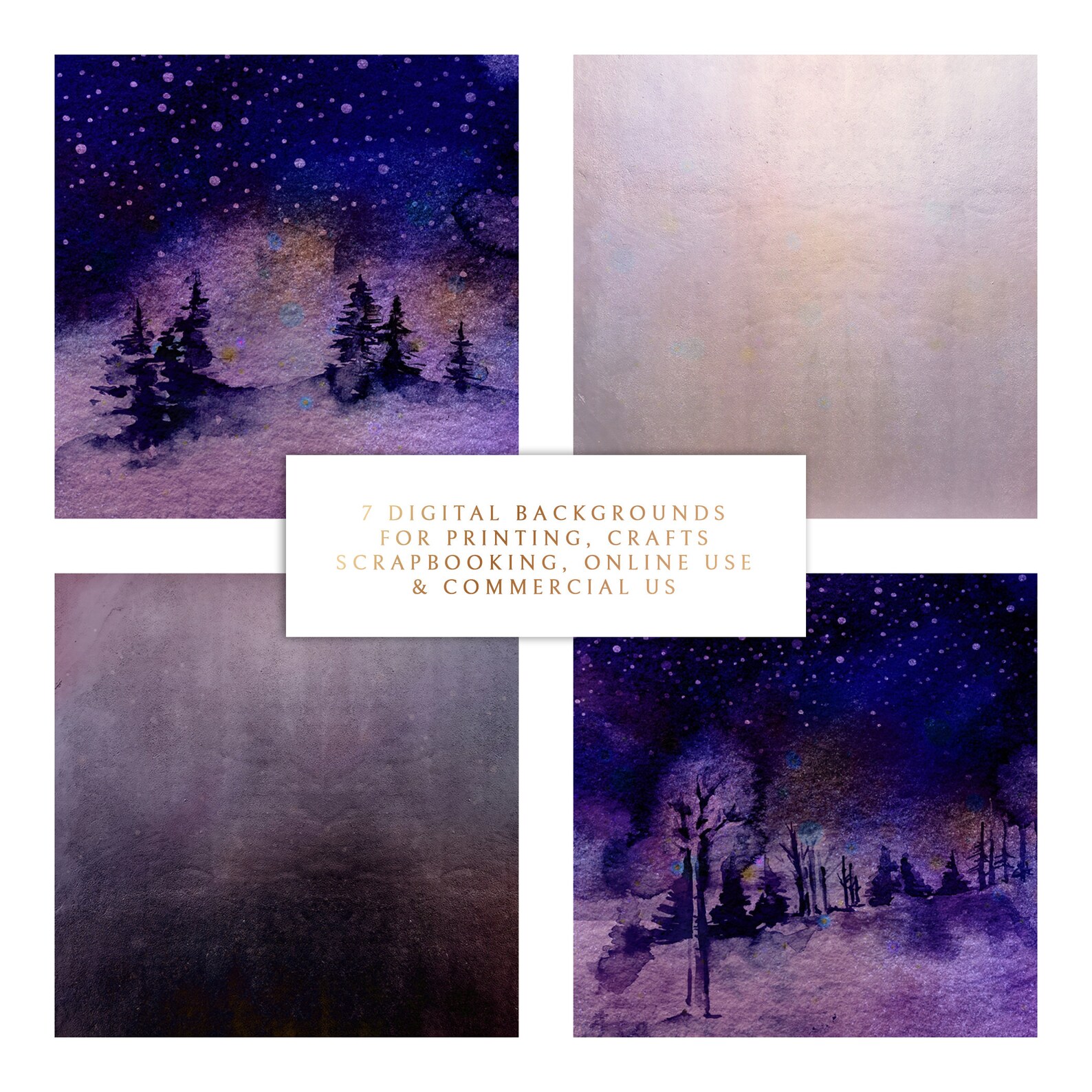 Digital Scrapbook Paper Set Printable Backgrounds Winter & - Etsy