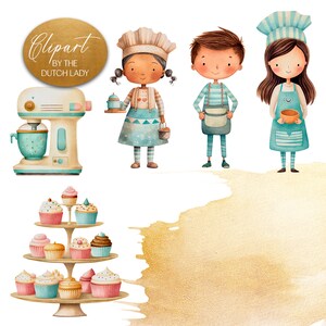 Cute Bakery Clipart - Watercolor Kids Illustrations - Storybook Baker ...