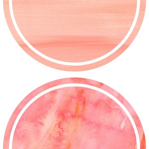 Circle Shaped Label Clipart Set - Round Labels in Pink Watercolor Tones ...