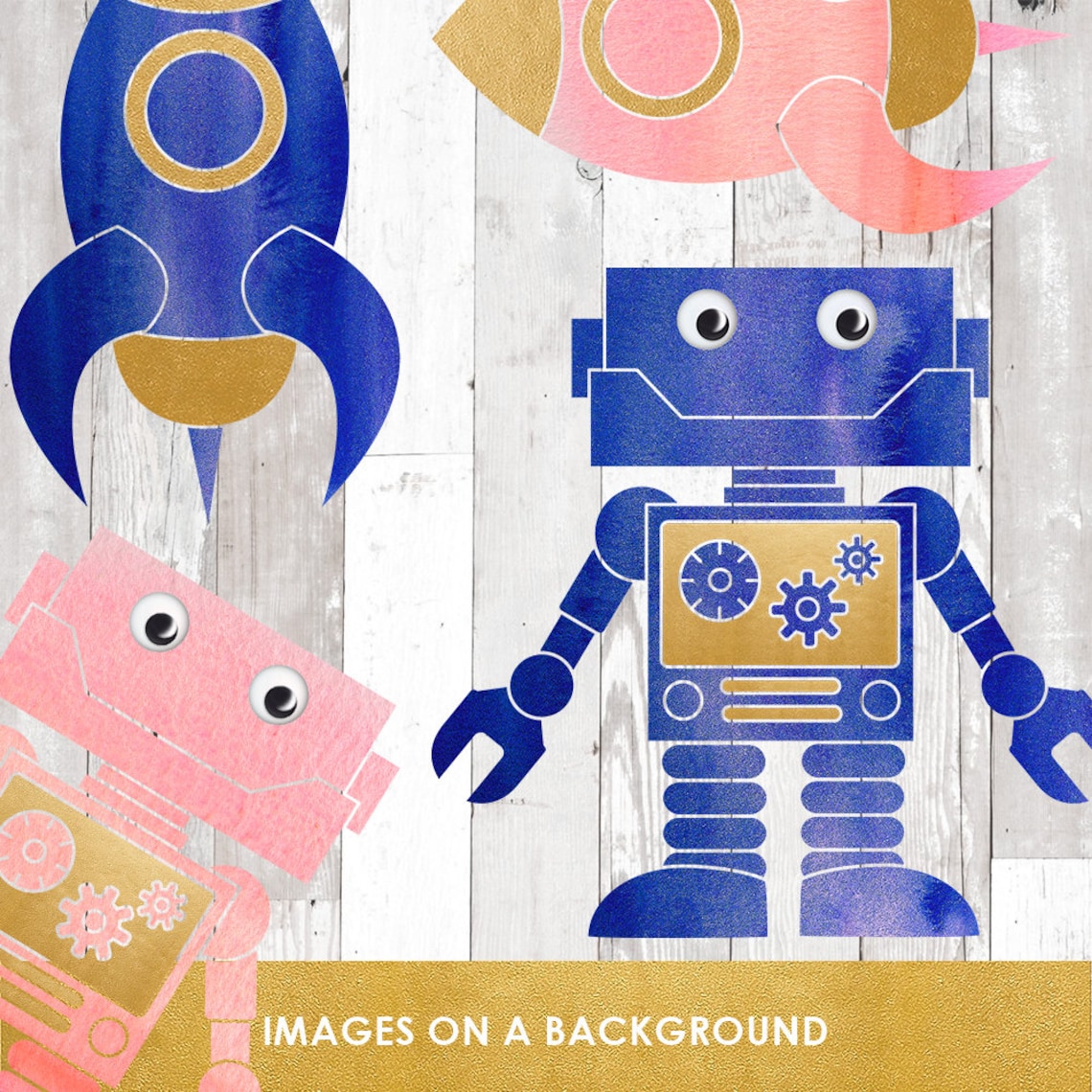 Robot & Rocket Clipart Set Cute Space Images INSTANT - Etsy