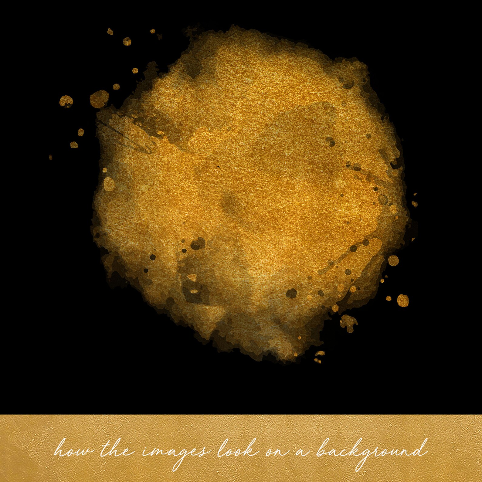 Splattered Circle Clipart Set Golden Ink Splatter Images | Etsy