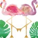 Flamingo Clipart Set - With Tropical Leaves - Watercolor & Gold Style ...