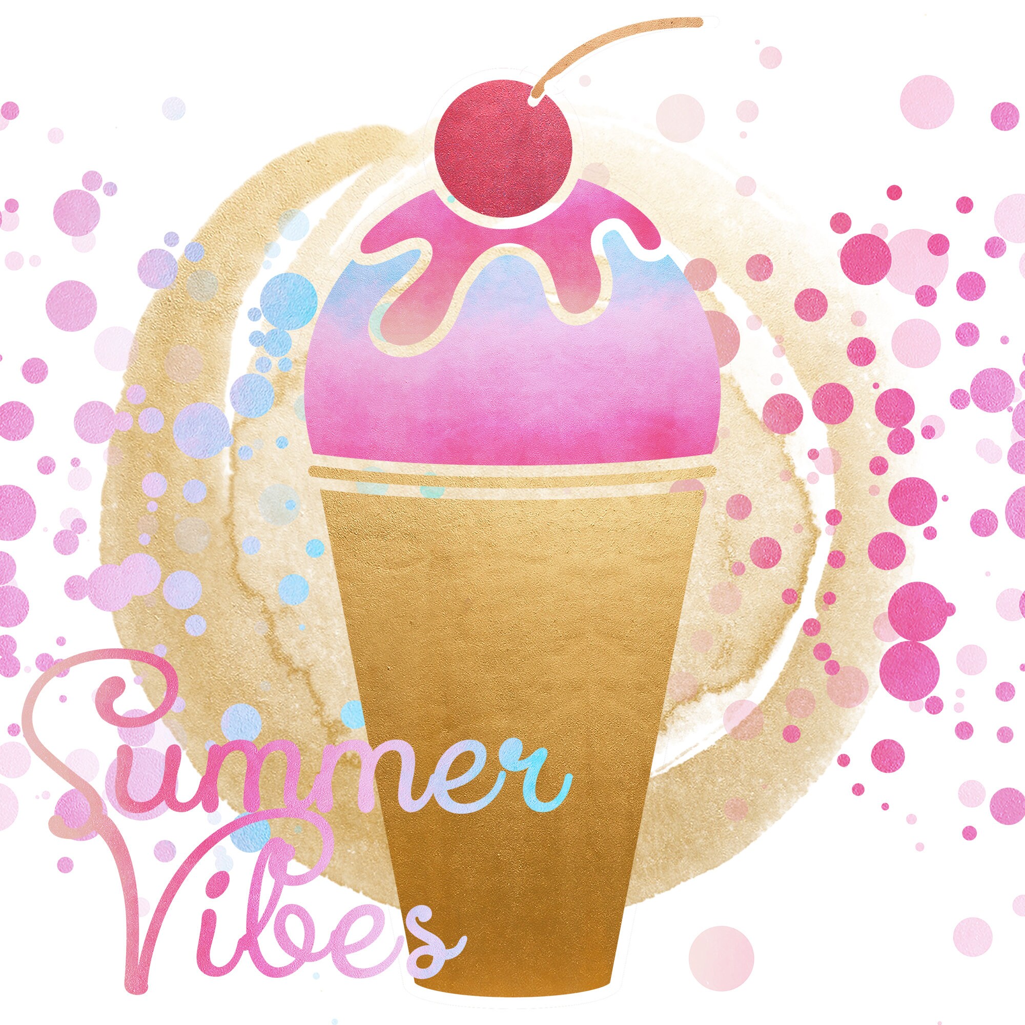 Summer Icecream Clipart Set Cones Popsicles Ink Splatter | Etsy