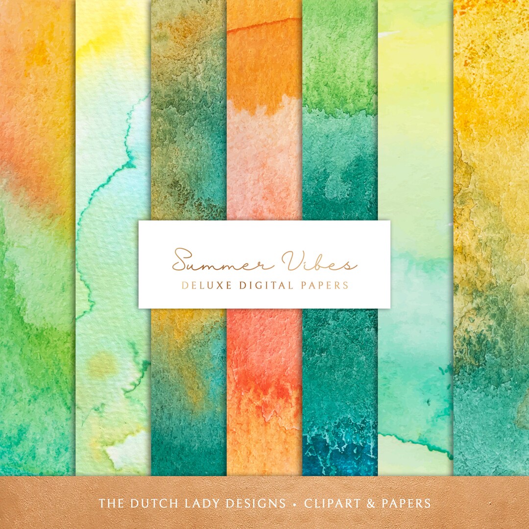 Digital Scrapbook Paper Set - Watercolor Paint Textures - Aqua Blue ...