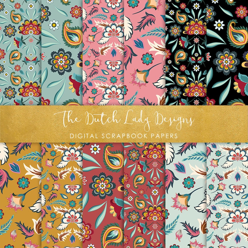 Digital Scrapbook Paper Batik Style Ornaments Seamless | Etsy