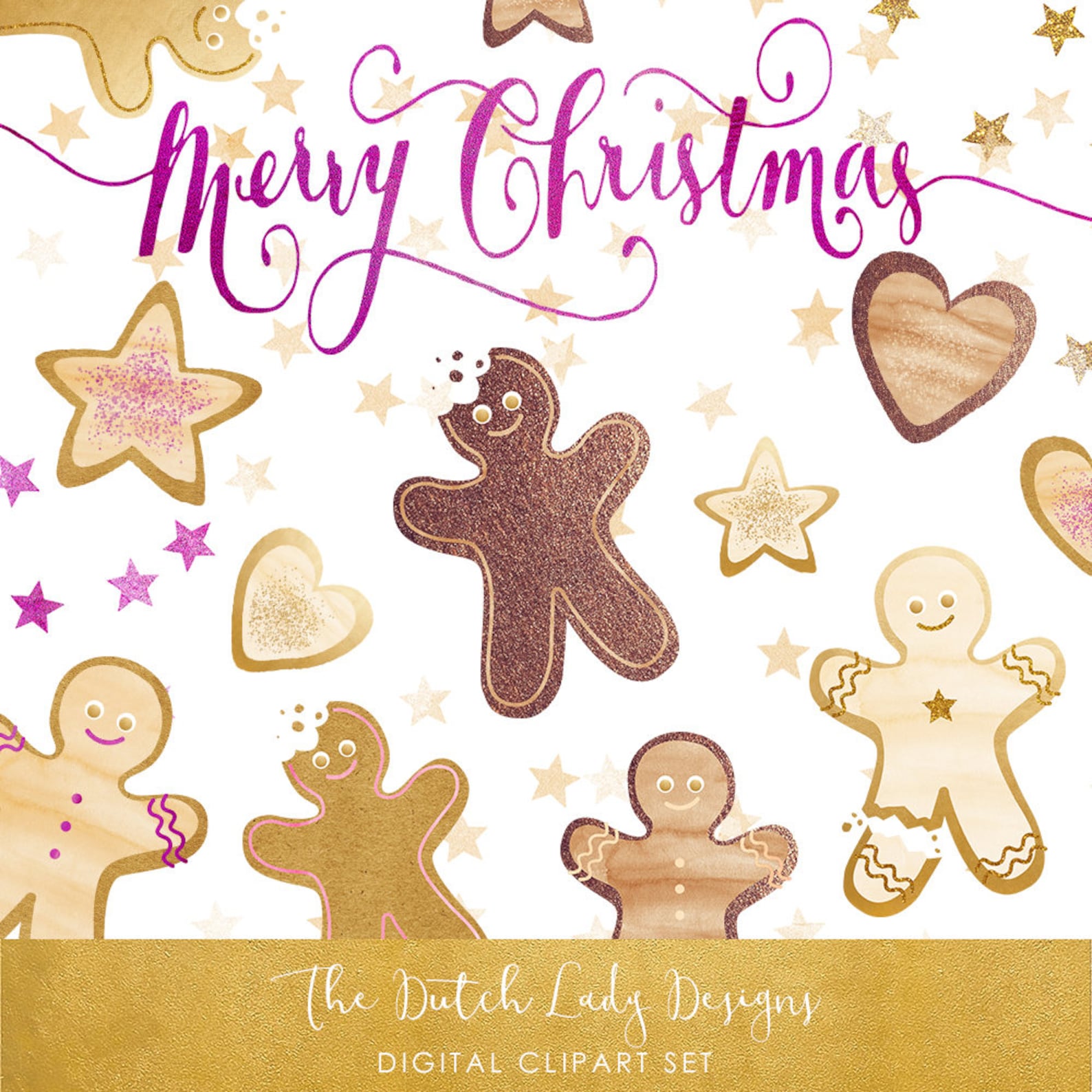 Christmas Gingerbread Cookie Clipart Set Cookies Text | Etsy