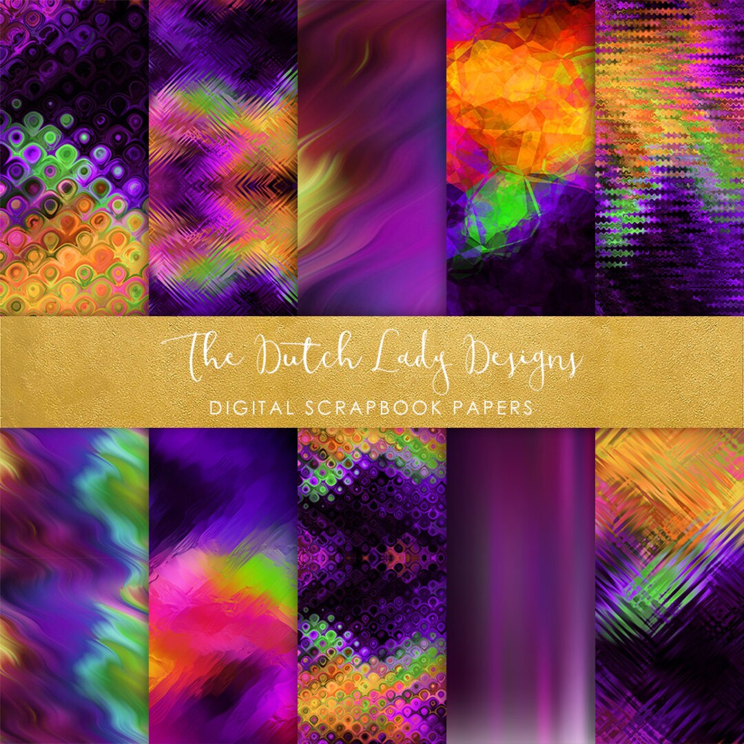 Digital Scrapbook Paper - Purple Psychedelics - 10 Papers in .JPEG File ...