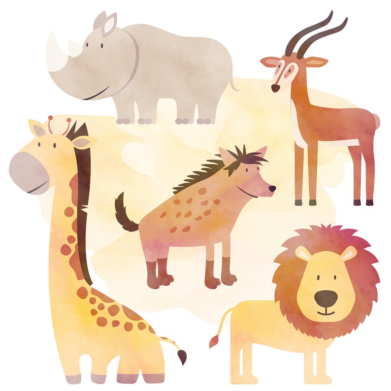 African Safari Clipart Set Savannah Wilderness Animals - Etsy