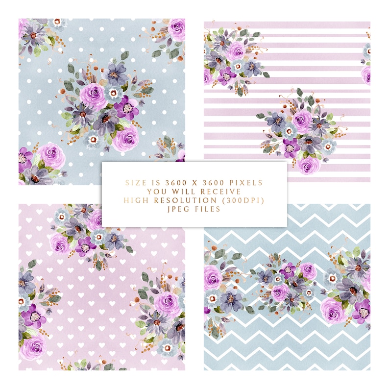Digital Scrapbook Paper Set Printable Backgrounds Floral & - Etsy