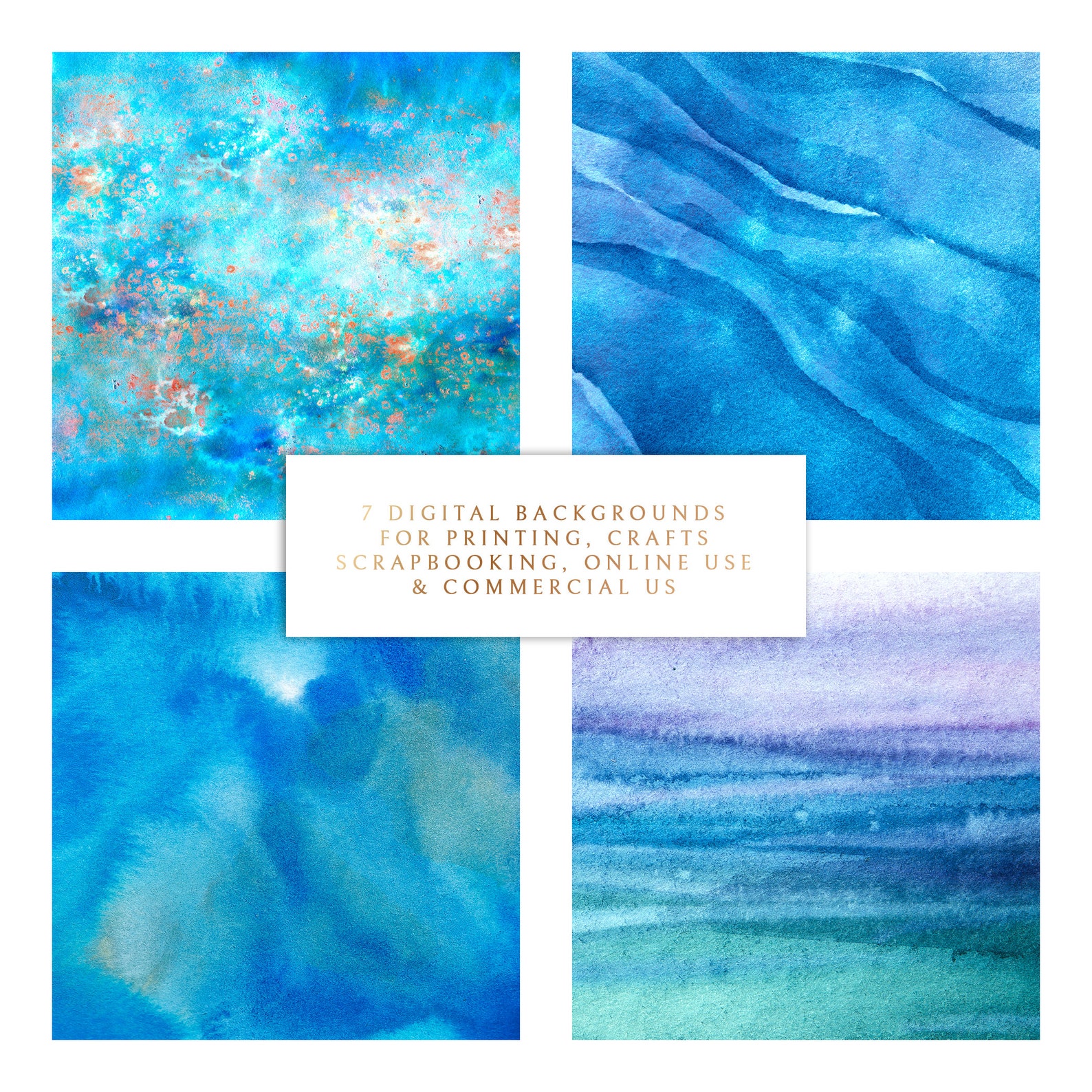 Under the Sea Digital Paper: Aqua Watercolor Backgrounds (digital ...