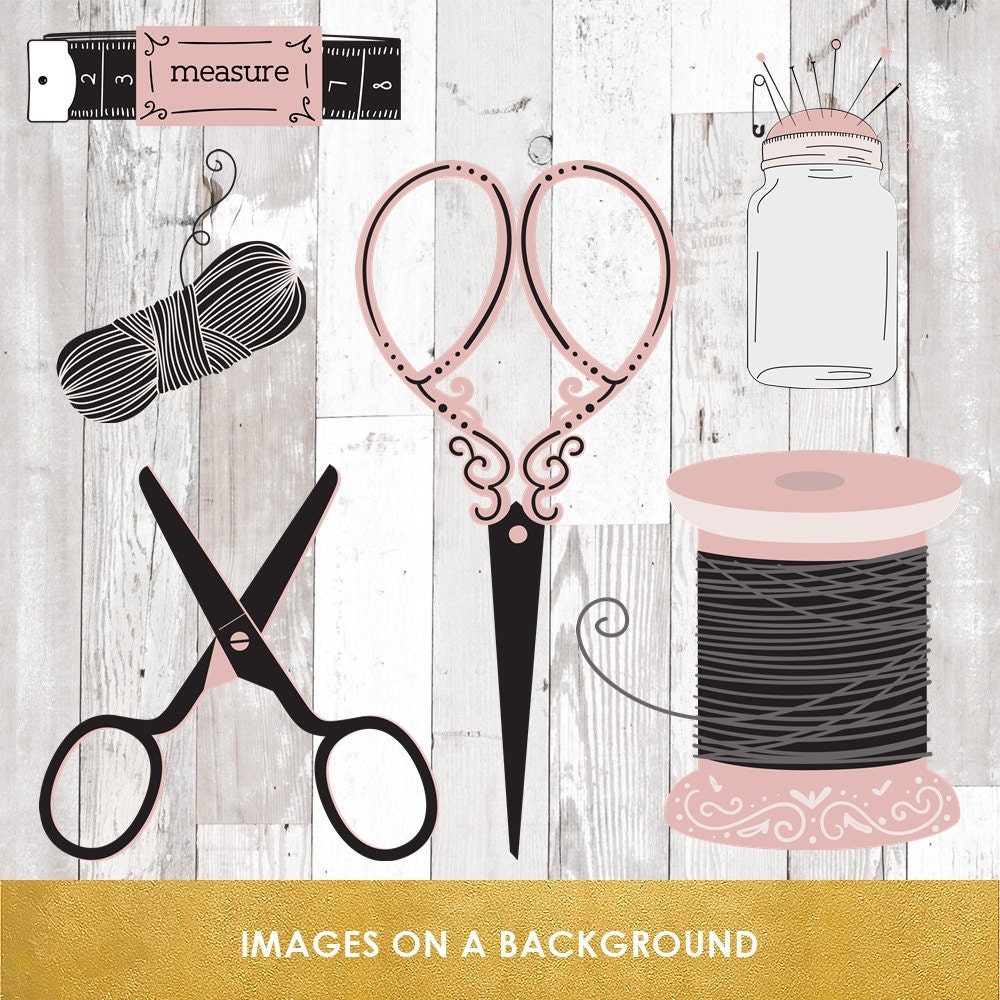 Vintage Sewing Clipart Set Seamstress Clipart Handmade | Etsy