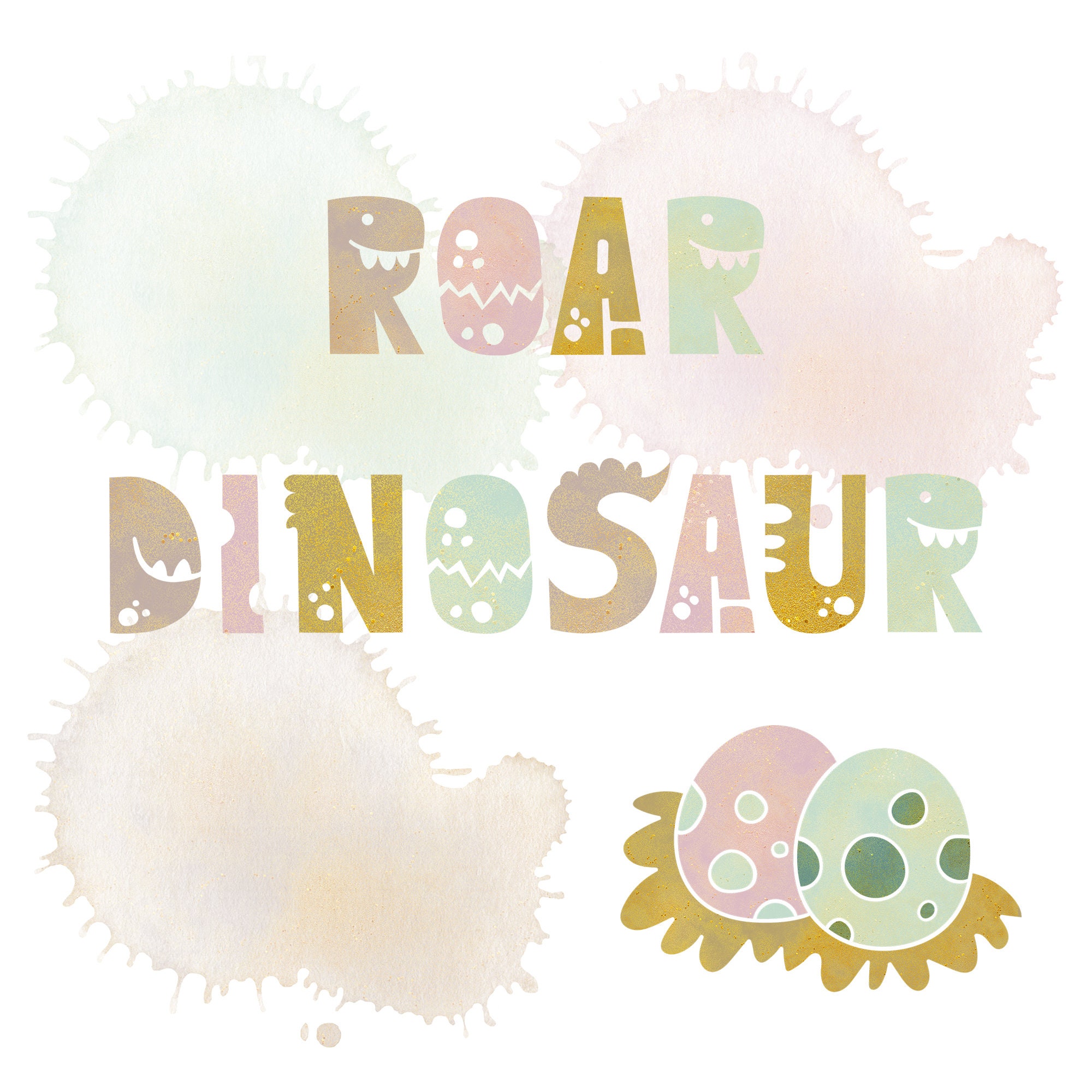 Dinosaur Clipart Set: Prehistoric World Graphics (30 PNG Images ...