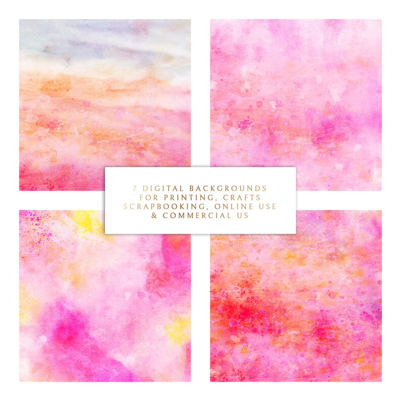 Digital Scrapbook Paper Set Printable Backgrounds Pink | Etsy