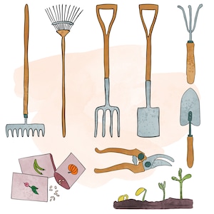 Garden Clipart Set - Flat Clipart Graphics - Gardeners - Greenhouses ...