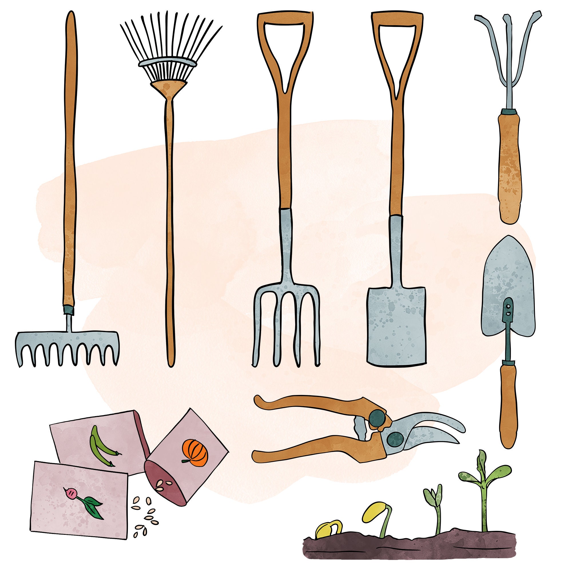 Garden Clipart Set Flat Clipart Graphics Gardeners - Etsy