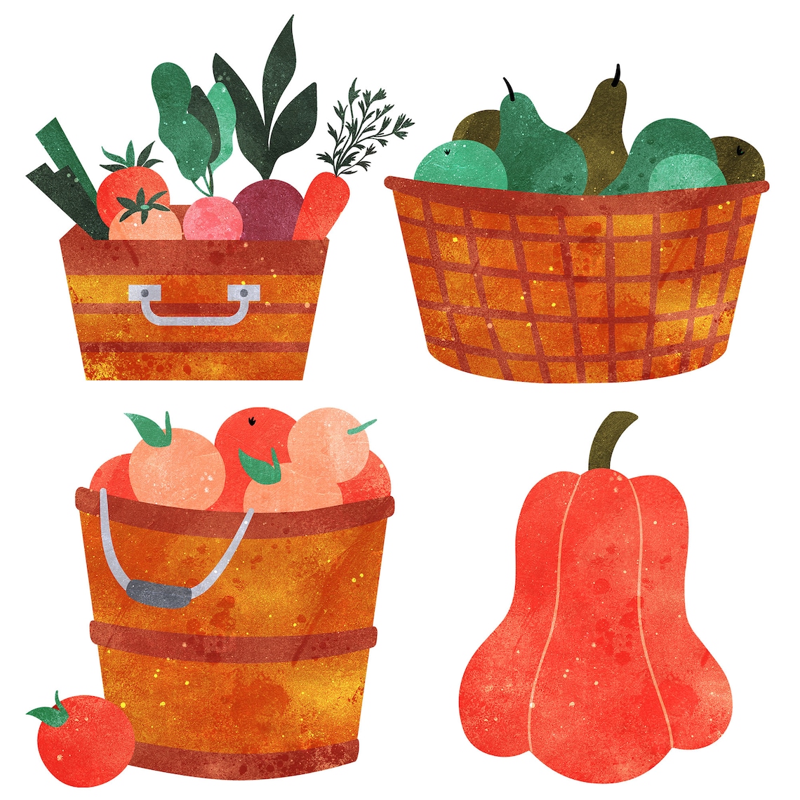 Fall Garden Clipart Set Autumn Images Tools Animals | Etsy