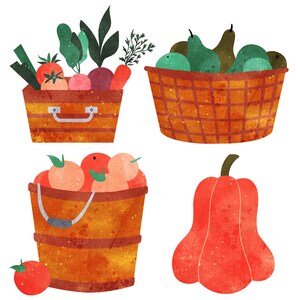 Fall Garden Clipart Set - Autumn Images - Tools - Animals - Leaf - Tree ...