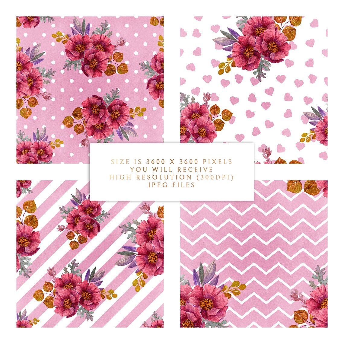 Digital Scrapbook Paper Set Printable Backgrounds Floral & - Etsy