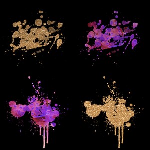 Purple Splotch Clipart Set Watercolor Brush Smears & Ink Splatter ...