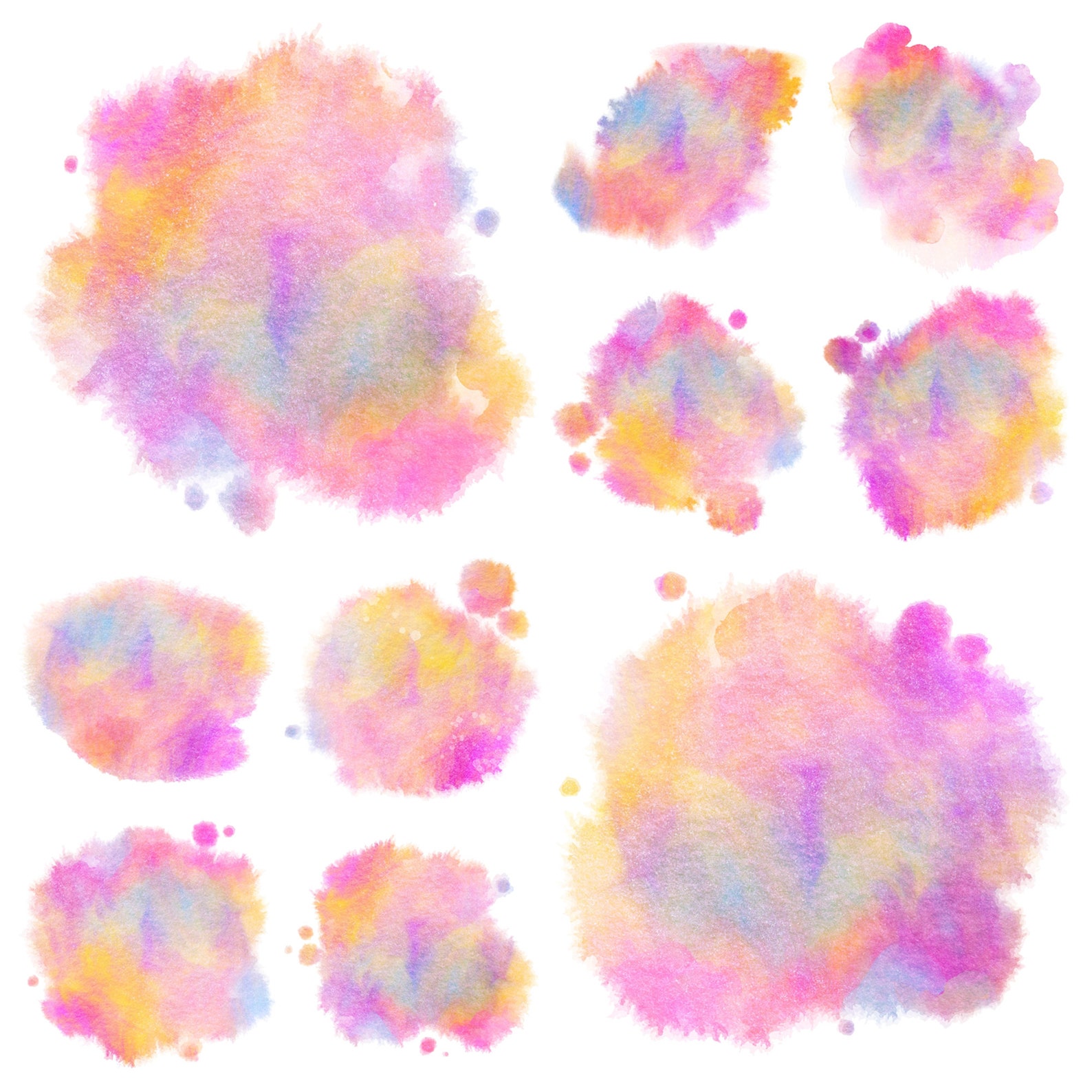 Rainbow Ink Stain Clipart Set Fuzzy Texture Fantasy Images - Etsy