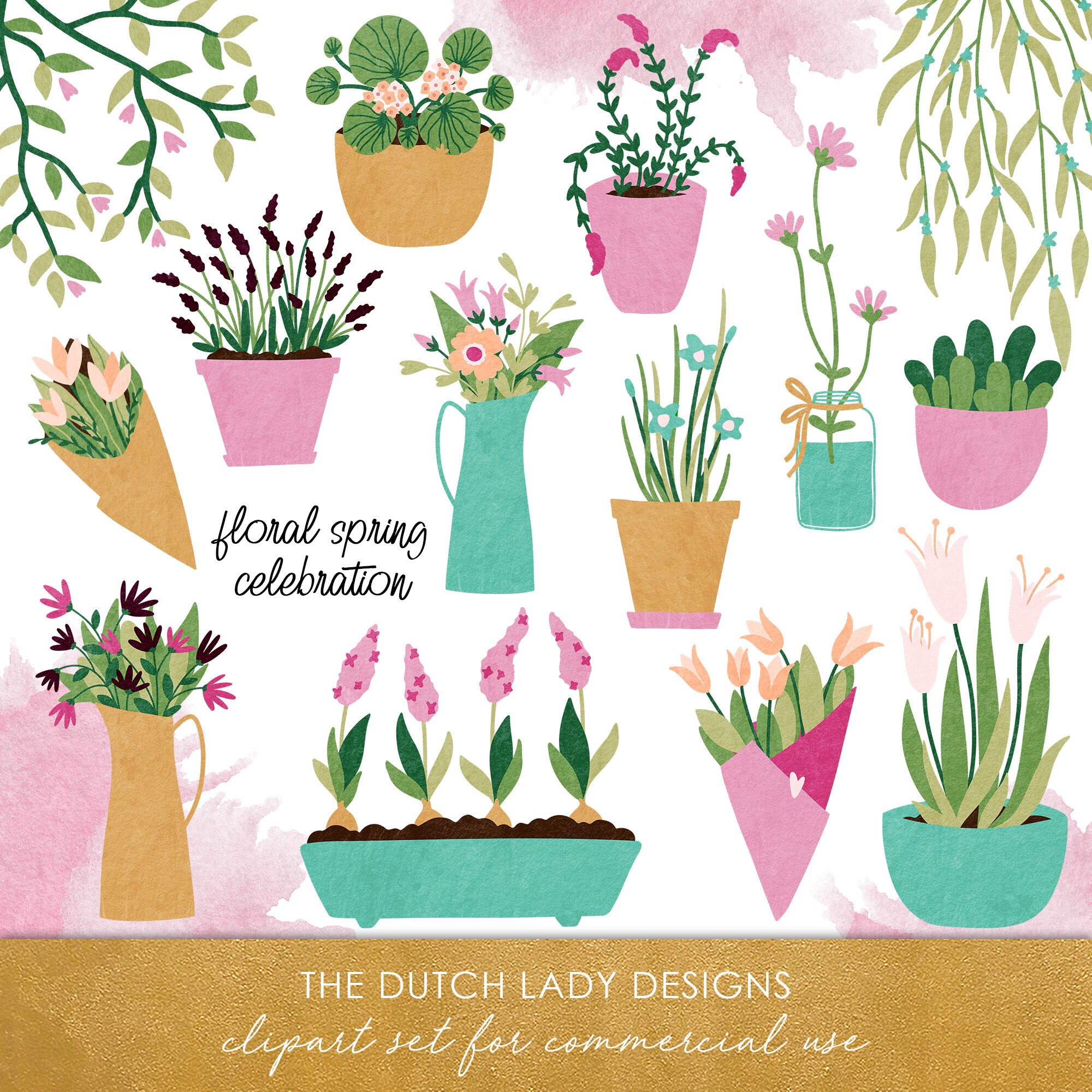 Spring Flower Clipart Set Floral Arrangements Bouquets - Etsy