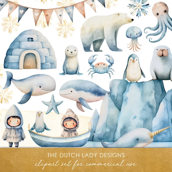 Arctic Life Clipart - Etsy