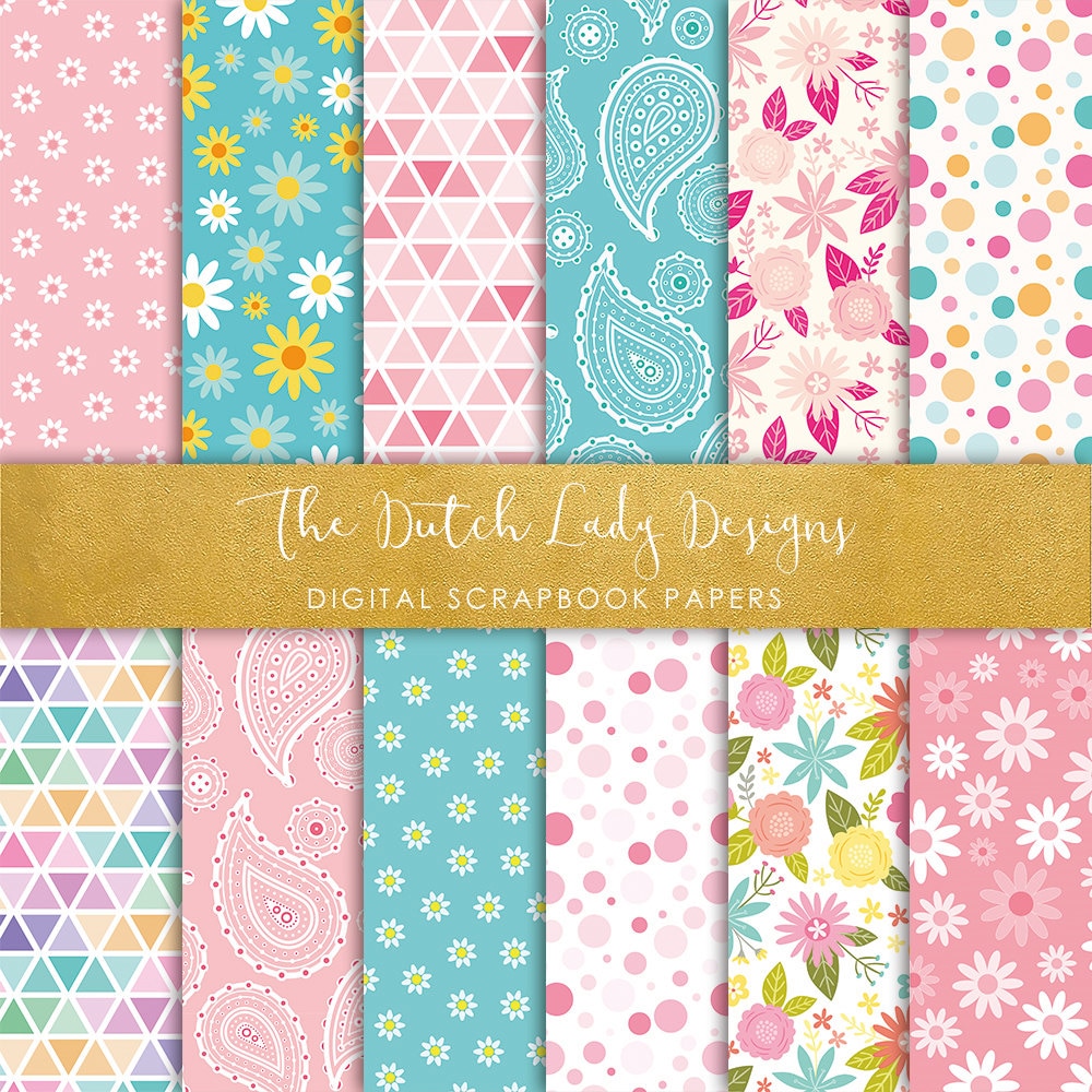 Digital Scrapbook Paper Happy Patterns Patterned - Etsy