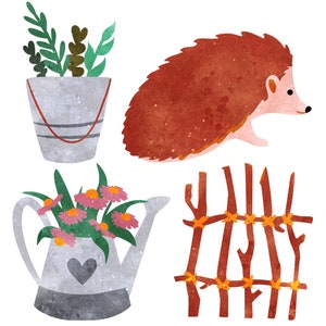 Fall Garden Clipart Set - Autumn Images - Tools - Animals - Leaf - Tree ...