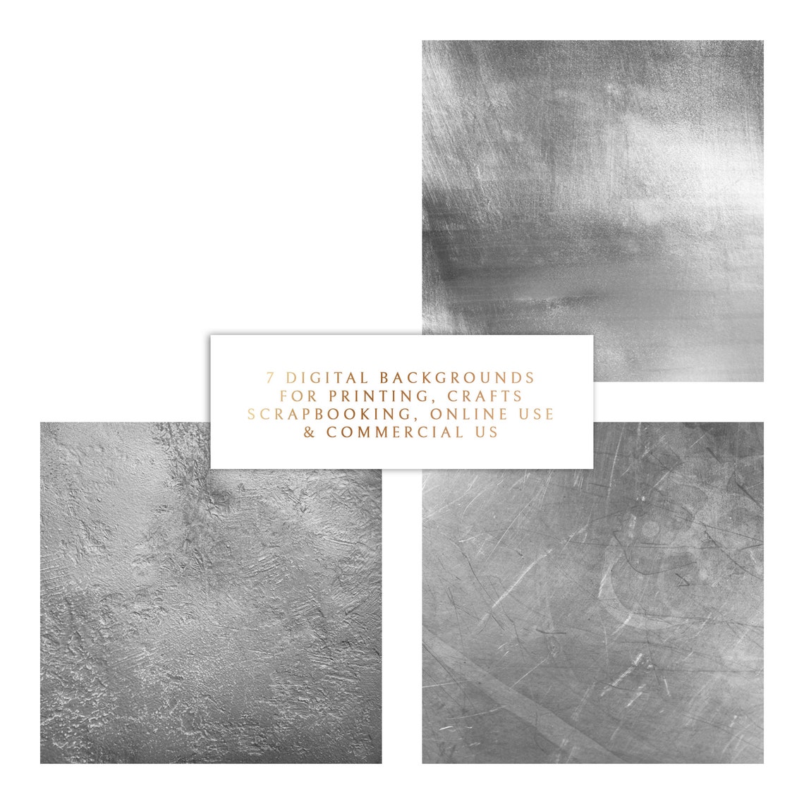 Silver Foil Paper Set Printable Papers Silver Backgrounds - Etsy