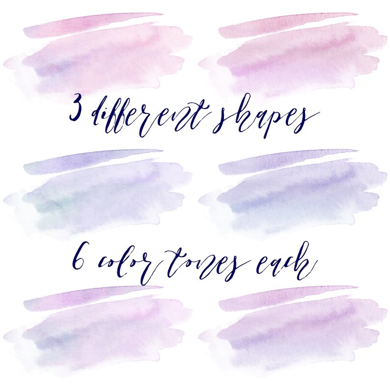 Paint Brush Stroke Clipart Purple Blue Watercolor Abstract - Etsy