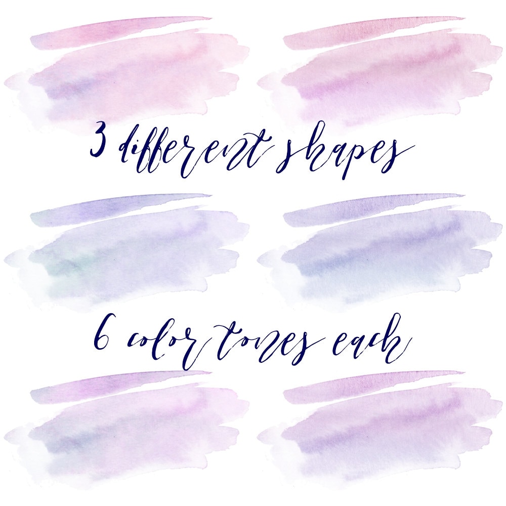 Paint Brush Stroke Clipart Purple Blue Watercolor Abstract - Etsy