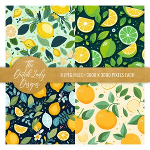 Citrus Fruit Digital Backgrounds - Printable Scrapbook Papers ...