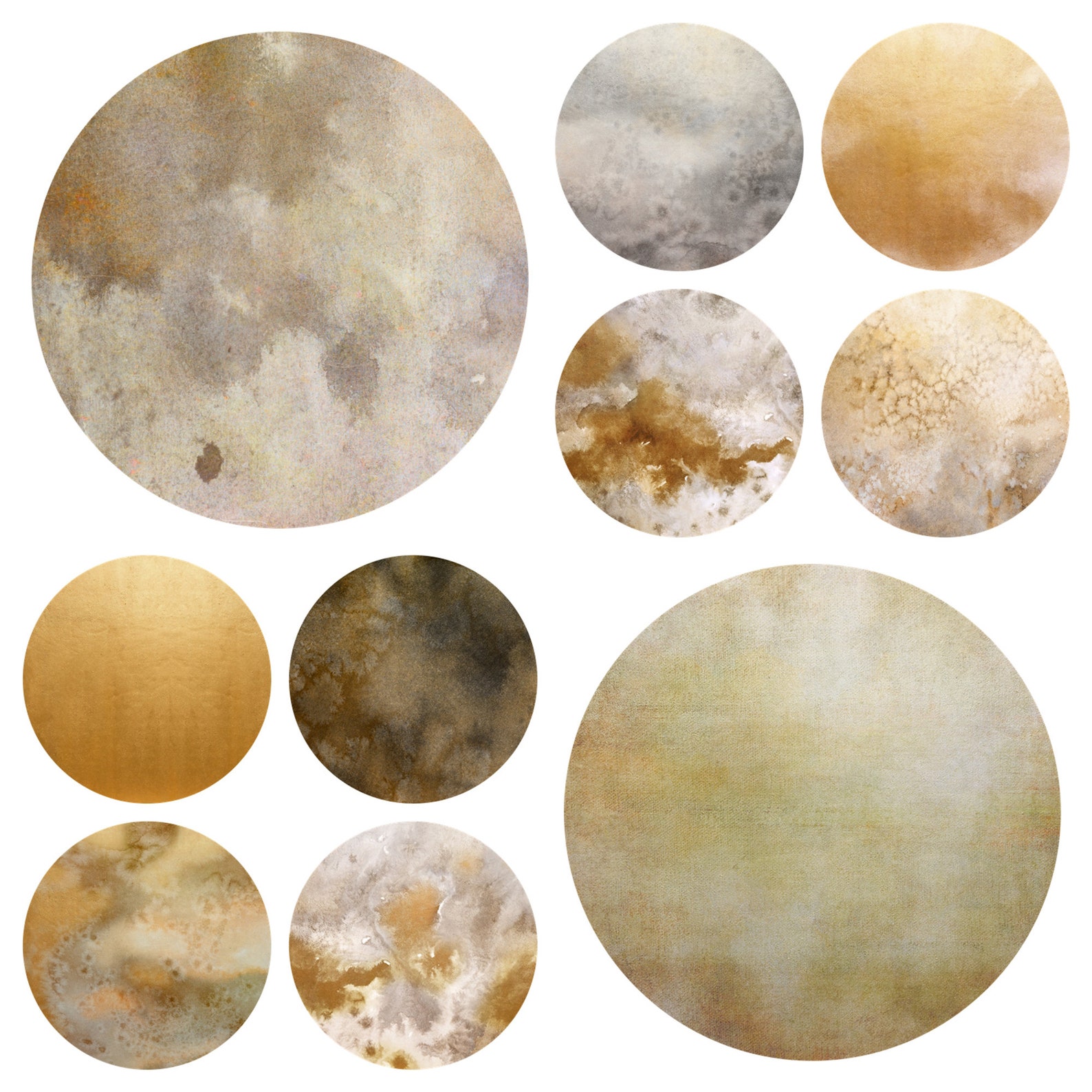 Beige & Gold Circle Clipart Set Earth Tone Watercolor Decorations ...