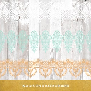 Vintage Lace Border Clipart Set in White Mint & Oker - Etsy