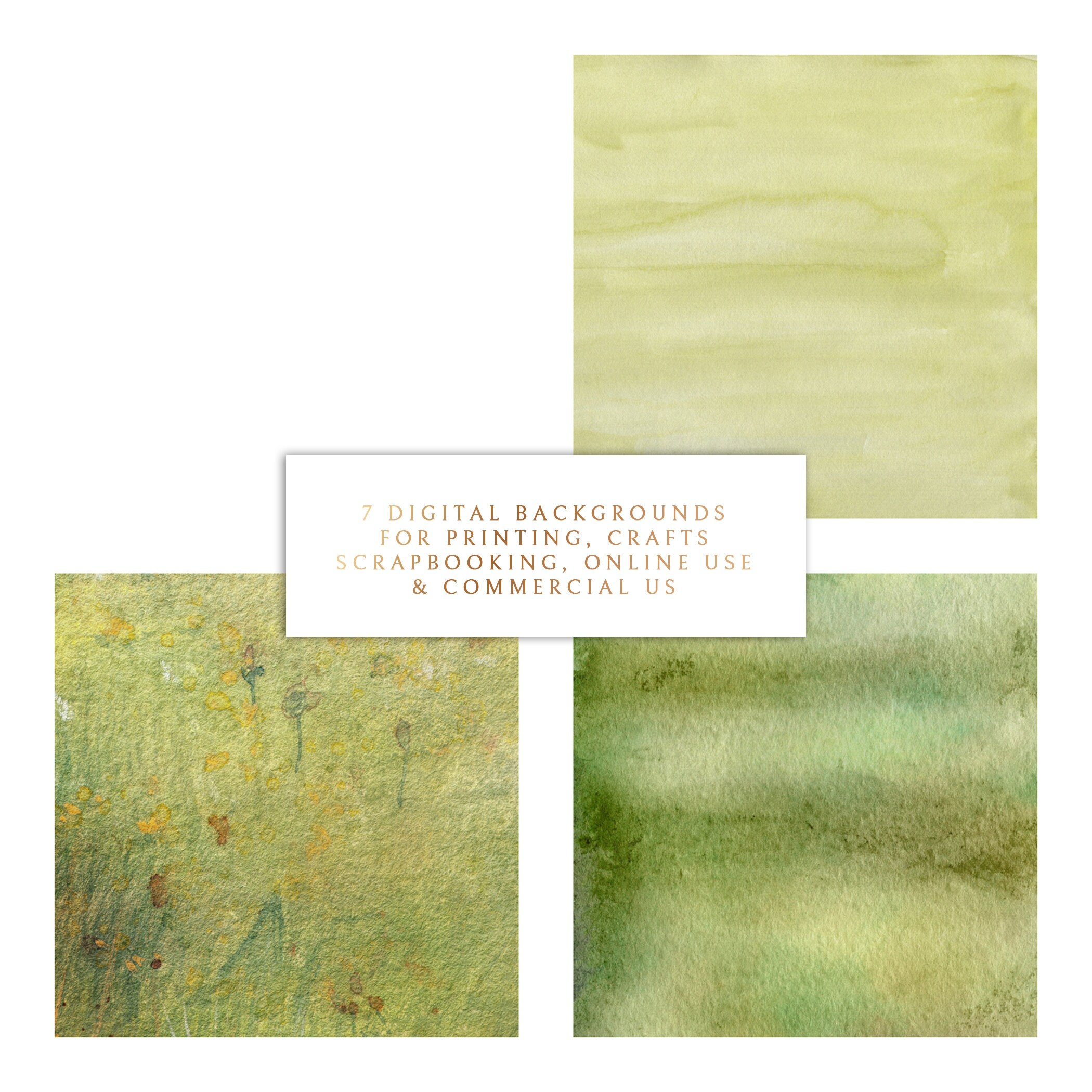 Green Watercolor Digital Paper: Abstract Scrapbook Backgrounds (JPEG ...