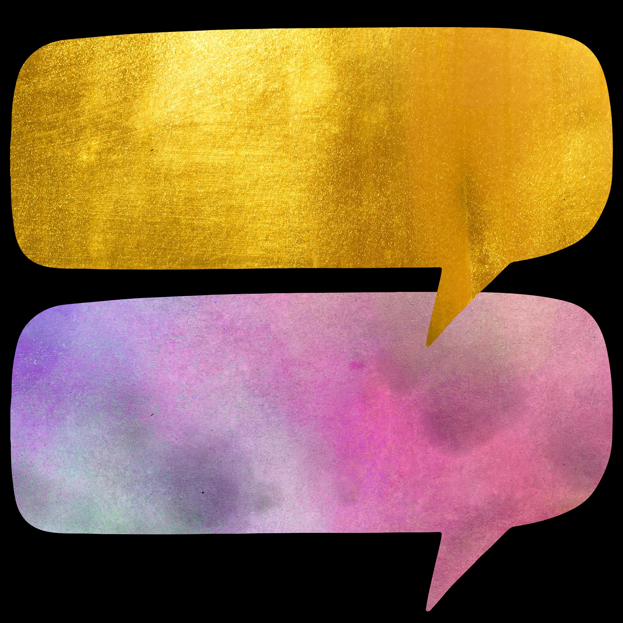 Speech Bubble Clipart Set Watercolor Rainbow & Gold Foil | Etsy