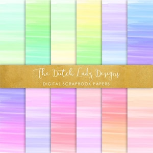 Digital Scrapbook Paper - Rainbow Paint Smear Backgrounds - Striped ...