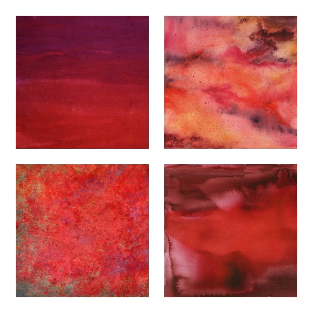 Digital Scrapbook Paper Red as Fire Watercolor Backgrounds - Etsy