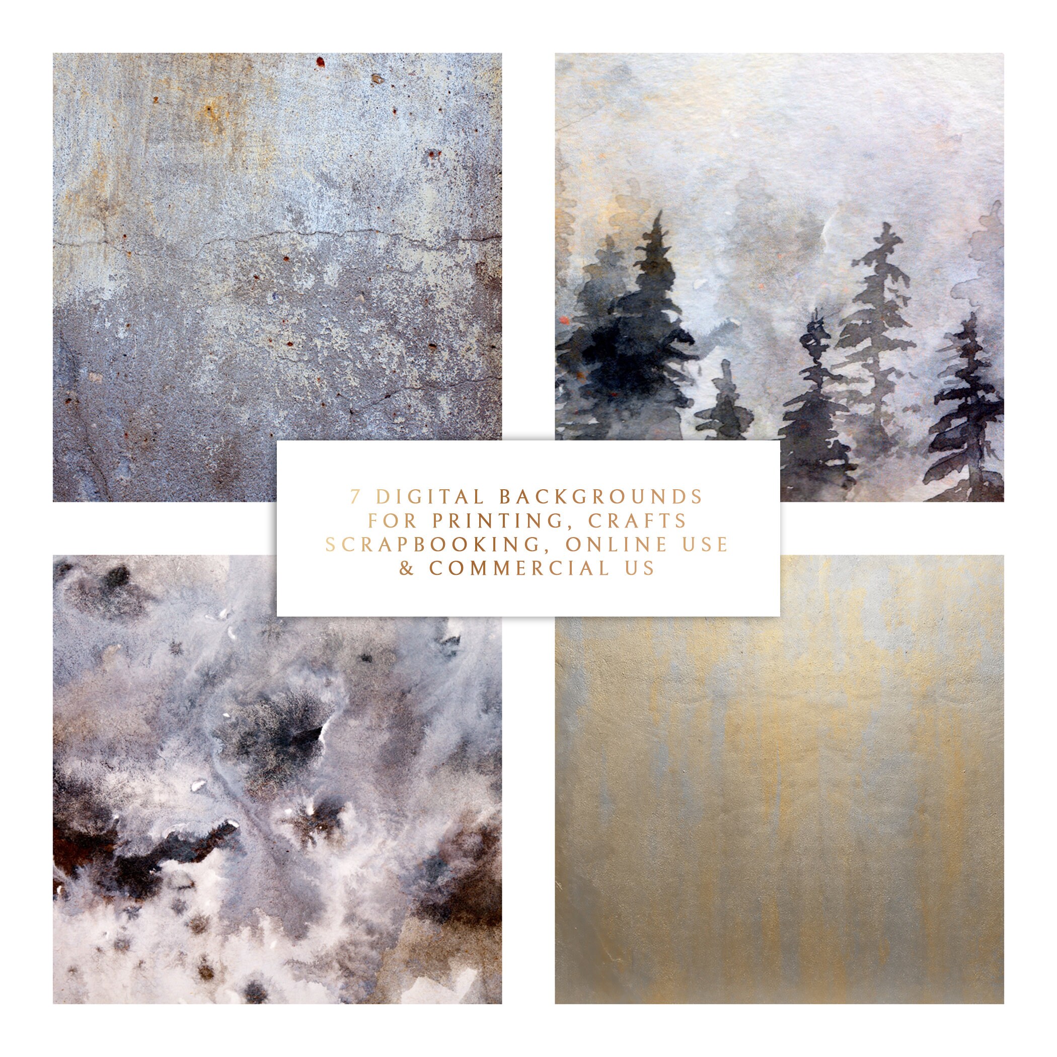 Digital Scrapbook Paper Set Printable Backgrounds Textures - Etsy