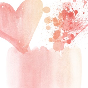 Watercolor Strokes, Hearts & Ink Splatter Clipart Set - Decorations in ...
