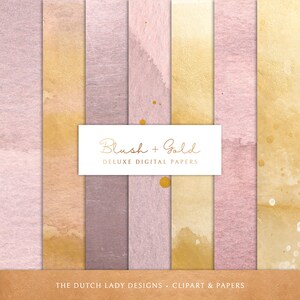 Digital Scrapbook Paper Set - Printable Papers - Blush & Gold ...