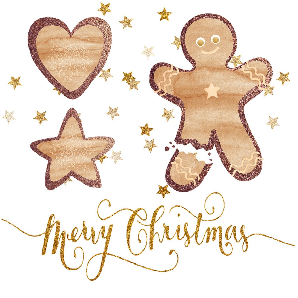 Christmas Gingerbread Cookie Clipart Set Cookies Text | Etsy