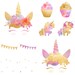 Unicorn Birthday Party Clipart Set - Watercolor Rainbow & Gold ...