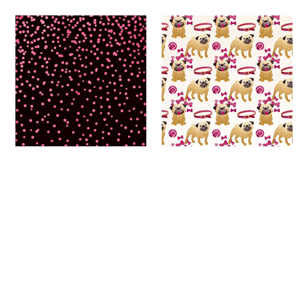 Digital Scrapbook Paper Cute Pugs Puppies & Dogs Fuchsia | Etsy